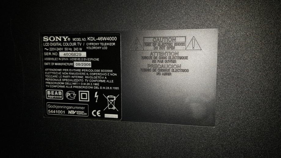 Sony BRAVIA KDL-46W4000 116.8 cm (46) LCD TV - 16:9 - 1920 x 1080