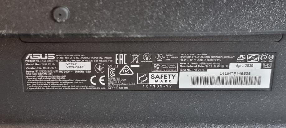 Asus VP247HAE 23,6 VA LED monitor Veličina zaslona: 23,6 HDMI