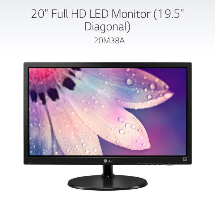 LG Full HD LED Monitor 20M38A NOVO!!!