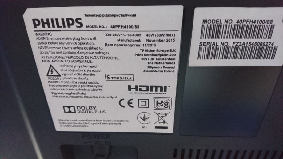 PHILIPS TV 40PFH4100