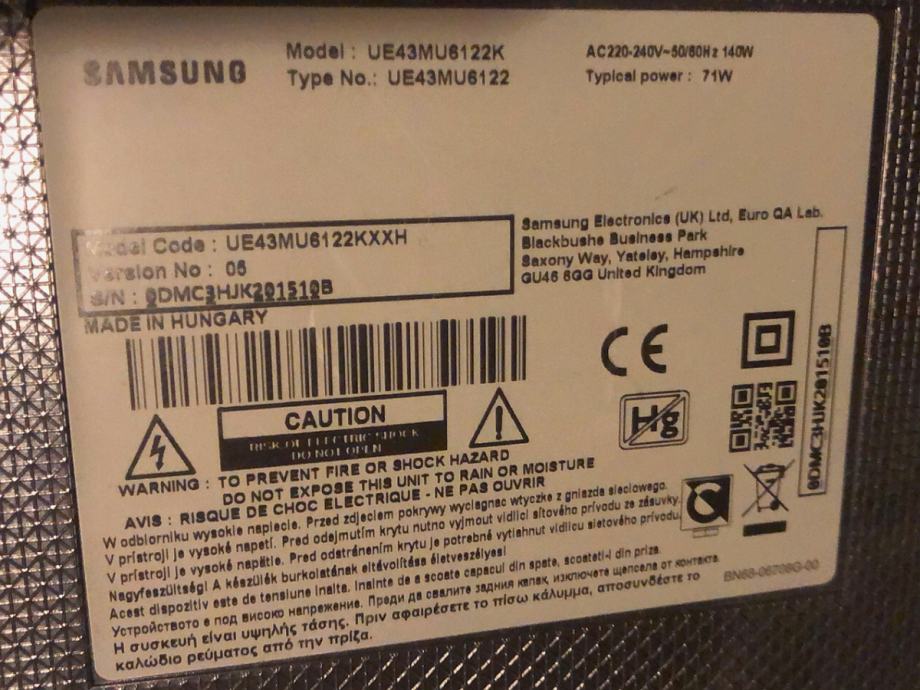 SAMSUNG SMART TV 110cm UHD 4K