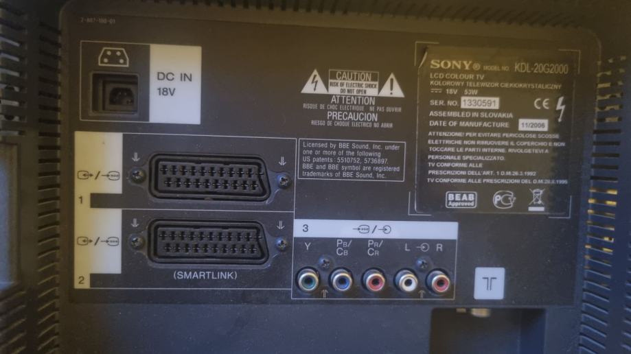 SONY BRAVIA KDL 20G2000