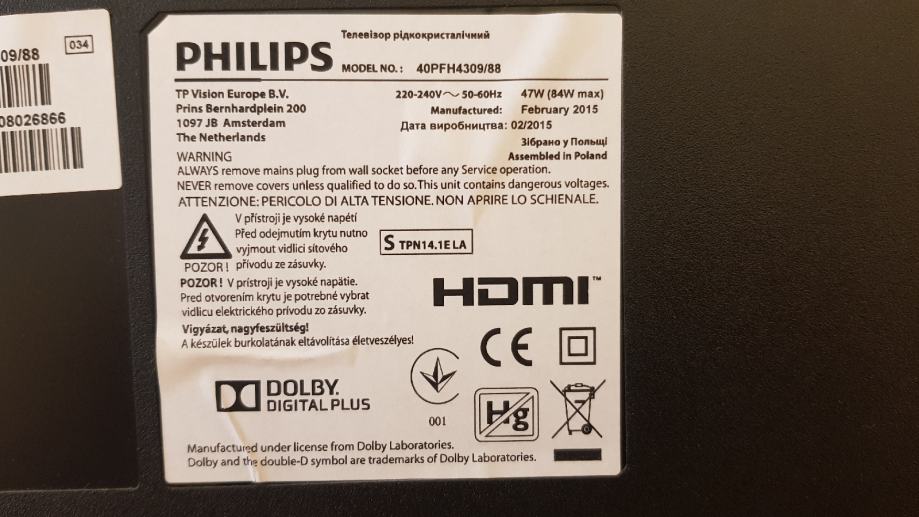TV Philips 40 Full HD LED 40PFH4309/88