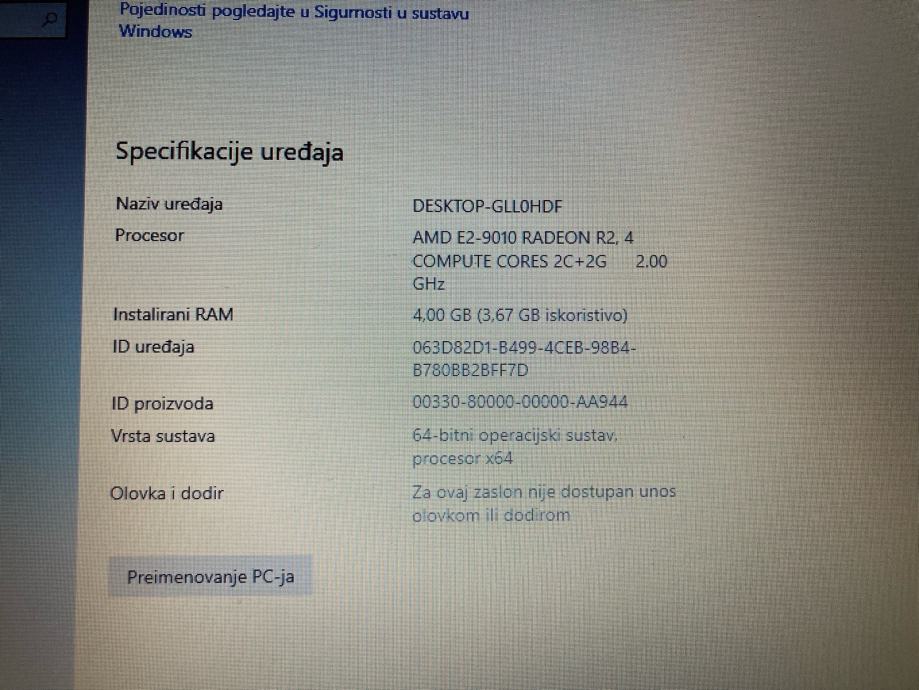 Laptop Lenovo V110-15AST 80TD 4gb RAM + torba