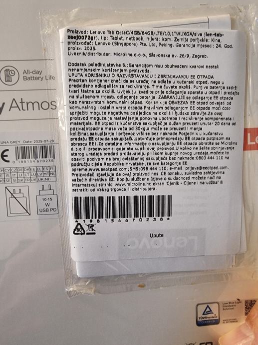 Lenovo Tab 64GB + Clear Case NOVO