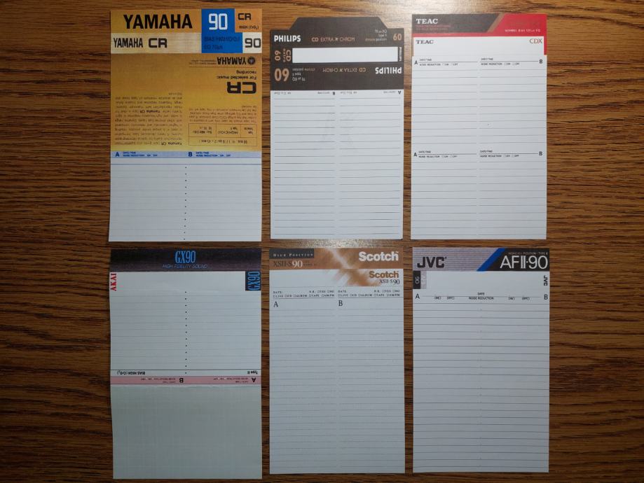 Kartoni za kazete cassette J-card Inlay card TDK Maxell Sony BASF Fuji