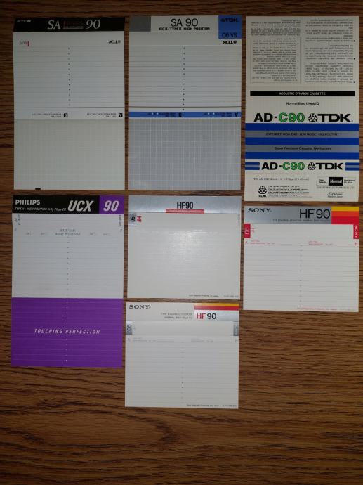 Kartoni za kazete cassette J-card Inlay card TDK Maxell Sony BASF Fuji