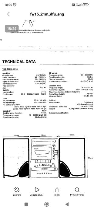 Mini linija PHILIPS FW15 Personal Micro System 35W (god.1997)
