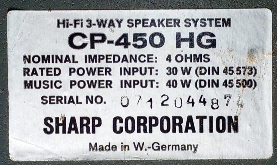 Muzički centar Sharp SG 450 H i zvučnici Sharp CP 450 HG