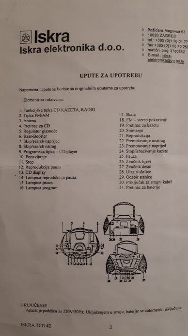 Radio kazetofon i cd player ISKRA