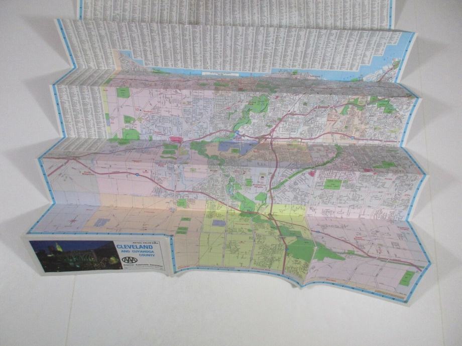 1988 AAA Cleveland Cuyahoga County Ohio City Street Travel Road Map~Bo