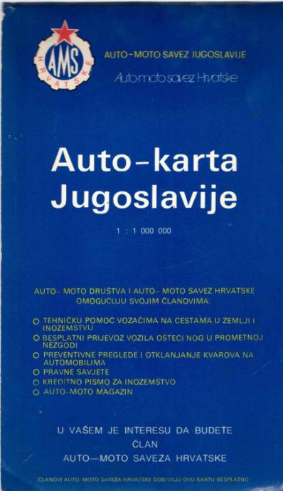AUTO KARTA JUGOSLAVIJE 1: 1 000 000