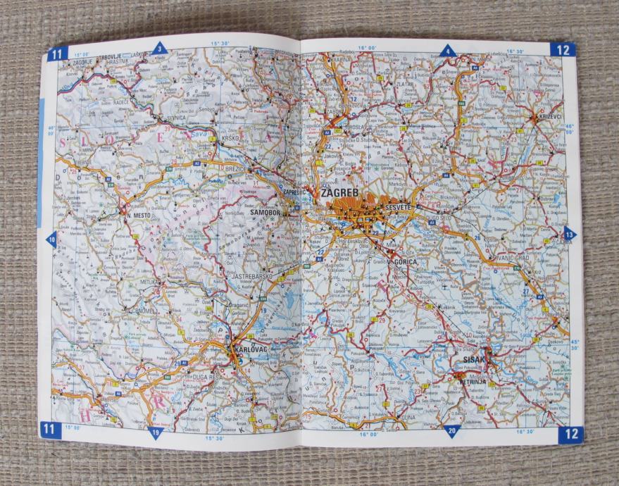 Auto karte Hrvatske, otoka Krka i plan grada Zagreba