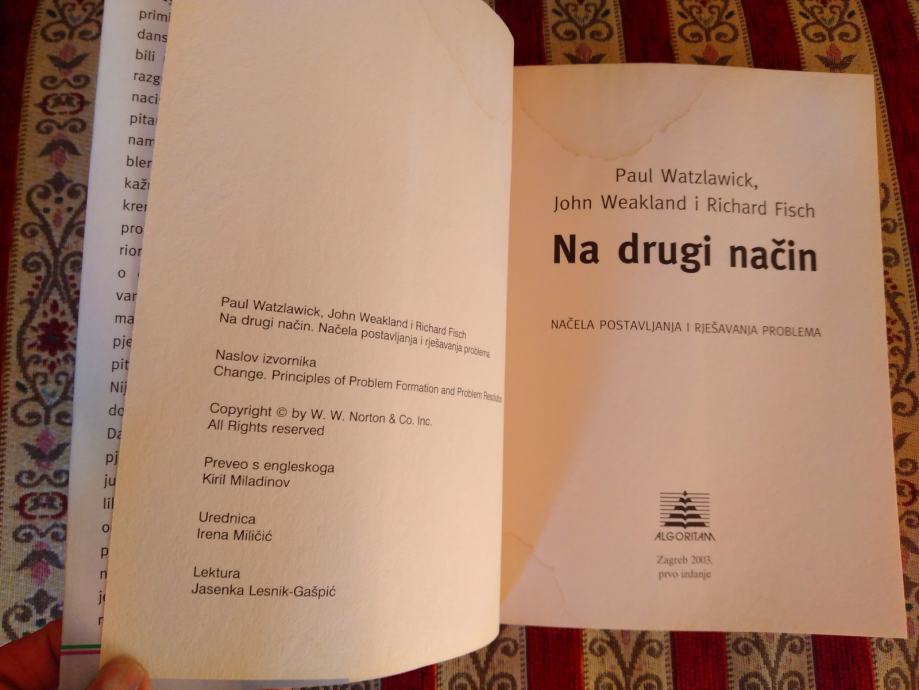 NA DRUGI NAČIN / Richard Fisch, Paul Watzlawick & John Weakland