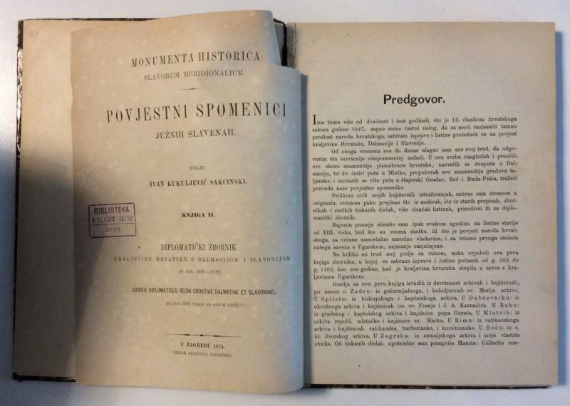 IVAN KUKULJEVIĆ SAKCINSKI : POVJESTNI SPOMENICI JUŽNIH SLAVENA
