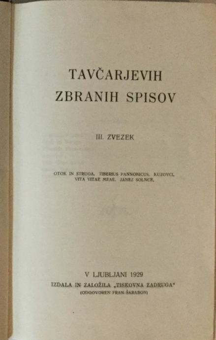 Ivan Tavčar: Zbrani spisi III