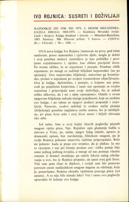 Ivo Rojnica - Susreti i doživljaji 1945-1975