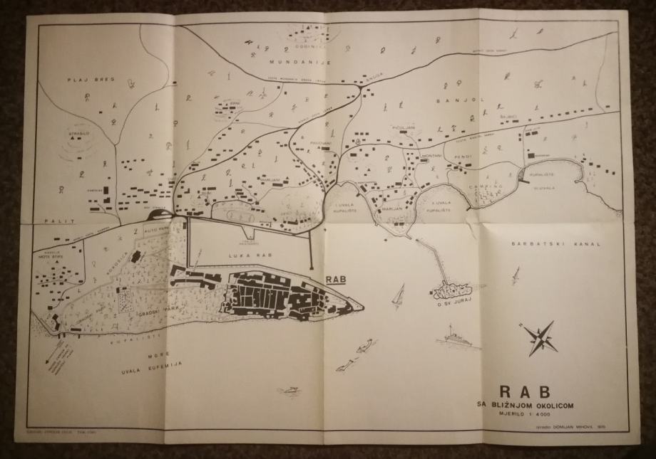 Karta otoka Raba + prospekt Barbat