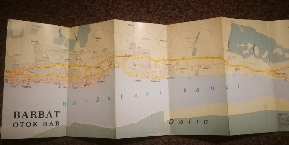 Karta otoka Raba + prospekt Barbat