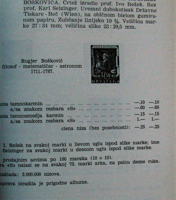 KATALOG CJENIK HRVATSKIH POŠTANSKIH MARAKA Domovina 1975 NDH