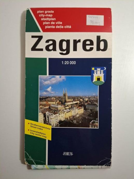Zagreb plan / karta grada u mjerilu 1:20.000 (izdanje Forum)