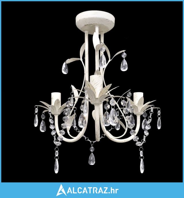 Kristalni viseći stropni lusteri 4 kom elegantni bijeli - NOVO