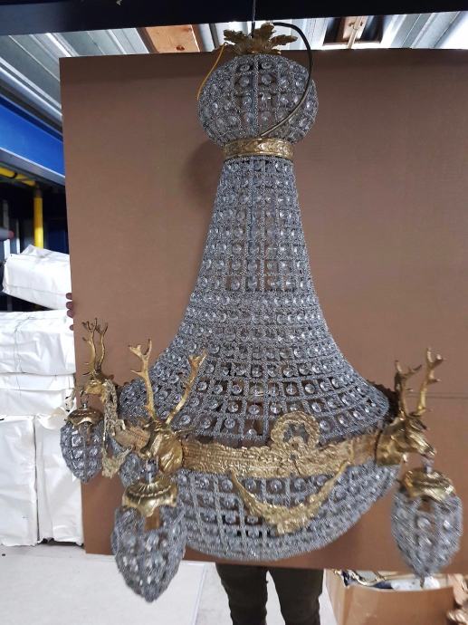 LUSTER ANTIKNI -GLAMUROZNI KRISTALNI LUSTER 100 CM NOVO