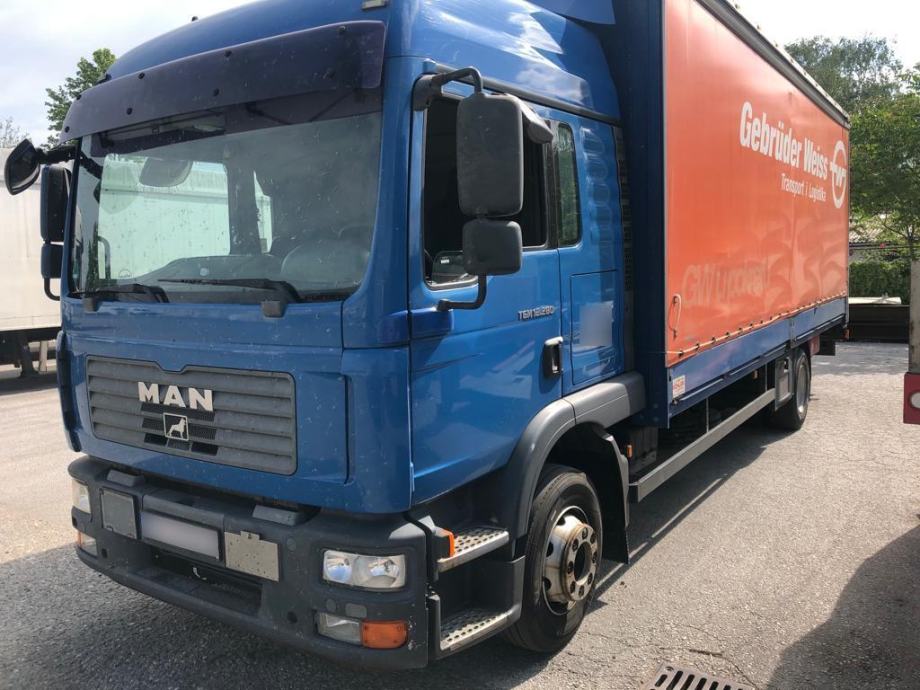 MAN TGM 12.280 4x2 BL, rampa, 7.3m sanduk, REG. DO 12/2022, 2008 god.