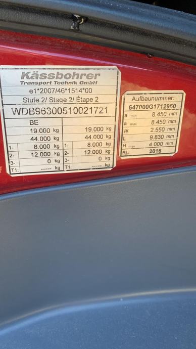 Mercedes Actros 1943 *2016 GOD *BLUETEC 6 *KASSBOHRER METAGO PRO, 2016 god.