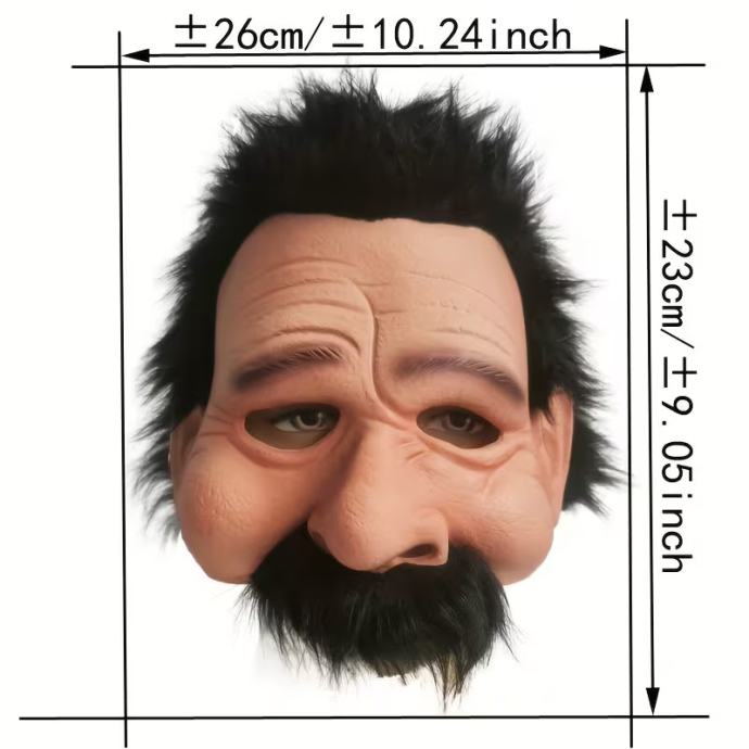 1 komad realistične lateks maske za lice s crnom kosom