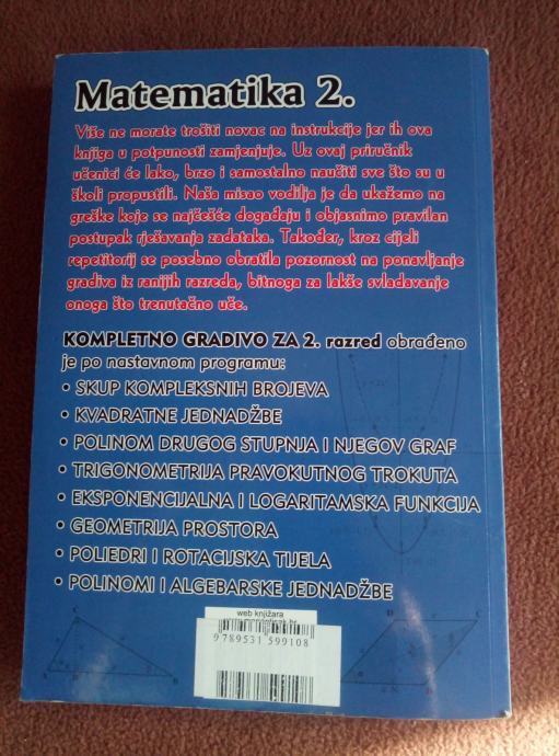 Instrukcije matematike za 2. razred srednje škole
