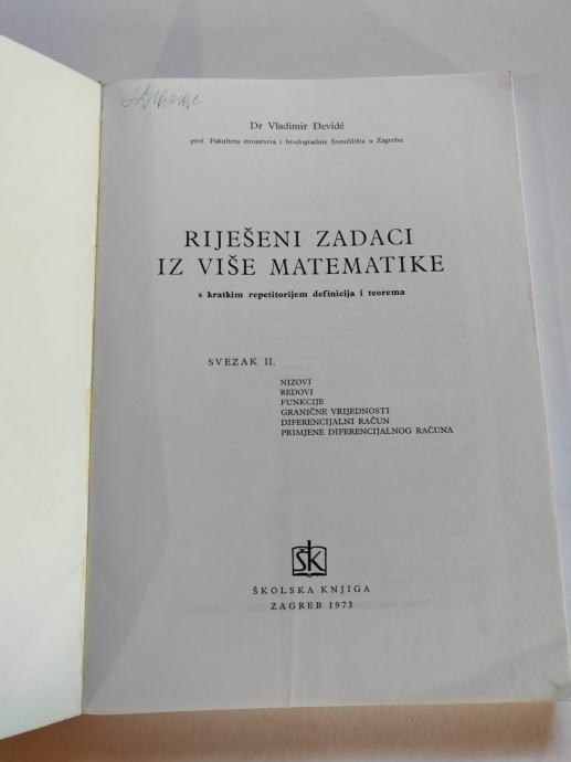 RIJEŠENI ZADACI IZ VIŠE MATEMATIKE, V. Devide
