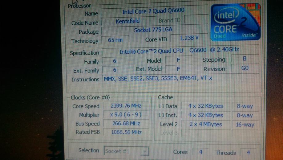 Matična Intel socket 775 DX38BT + procesor Intel quad core Q6600 ,DDR3