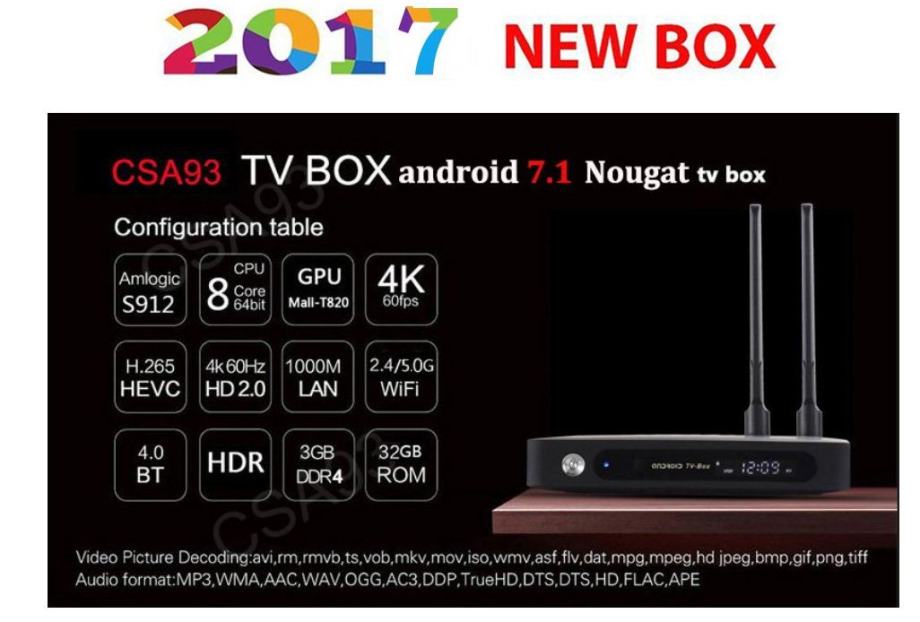 Android TV Box UltraHD 4K, 2017 Octa-Core 2017, 3GB + 32GB + AirMouse!
