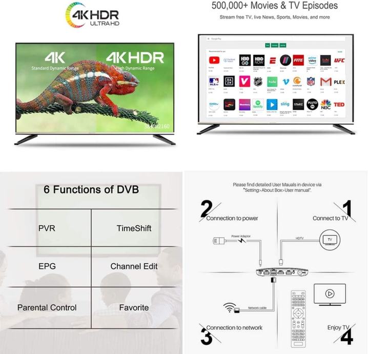 HIBRID DVB T2 + ANDROID tv 9 4K box ip/tv kanali,serije,filmovi NOVO