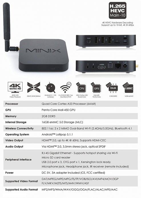 Media player Minix NEO U1 - android TV box 2+16GB