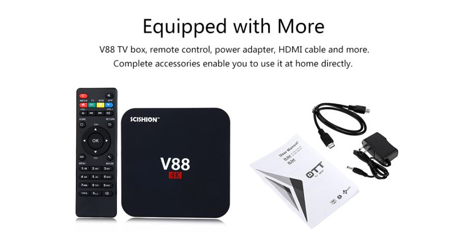 SCISHION V88 Android TV Box Quad Core Media player - KODI Internet TV
