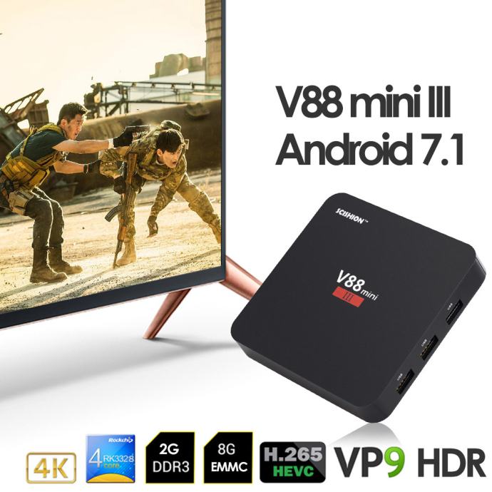 TV BOX SCISHION V88 Mini III,Android 7,WiFi,2GB RAM,IPTV, INSTALIRANO