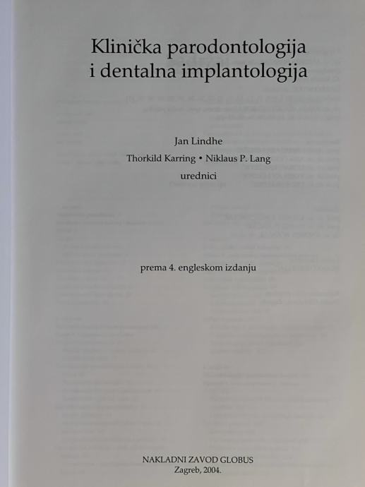 KLINIČKA PARODONTOLOGIJA I DENTALNA IMPLANTOLOGIJA - Jan Lindhe i sur.