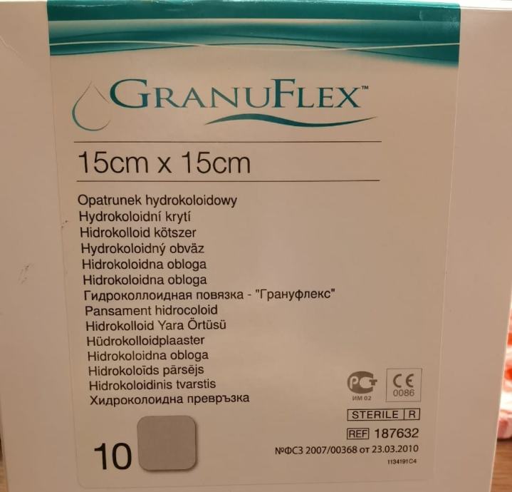 GRANUFLEX OBLOGE 15X15 ZA ZBRINJAVANJE OTVORENIH RANA, DEKUBITUS