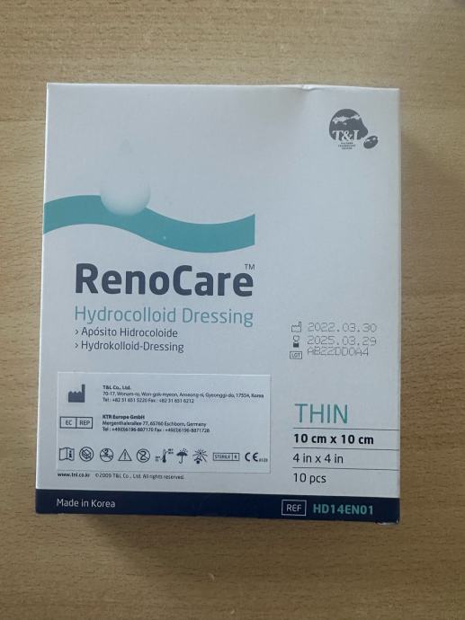 Obloga za rane - Thin Koloid - RenoCare Hydrocolloid obloga - 10x10 cm