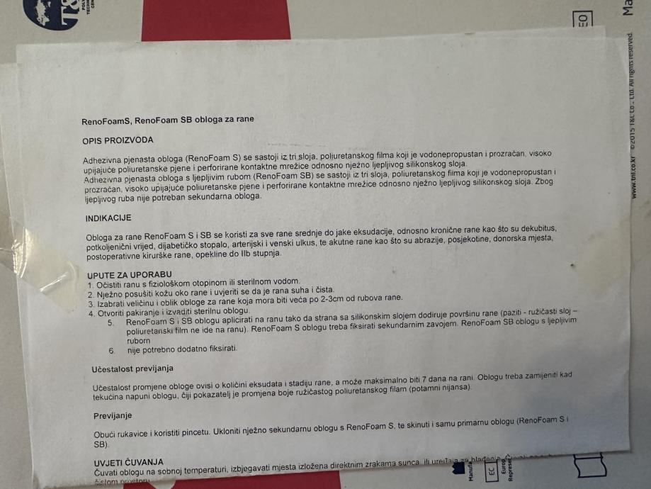 Obloga za rane RenoFoam S 15x15 cm