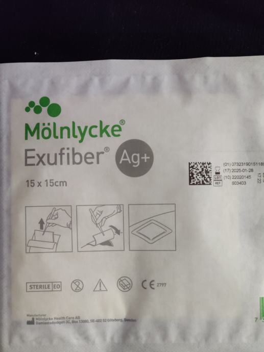 OBLOGA ZA RANE- sa srebrom,15x15cm, Exufiber Ag+ Biatain ⓇNon-Adhesive