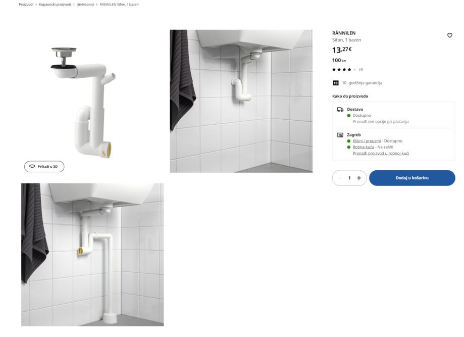 pilkan mijesalica za vodu i raennilen sifon iz ikee