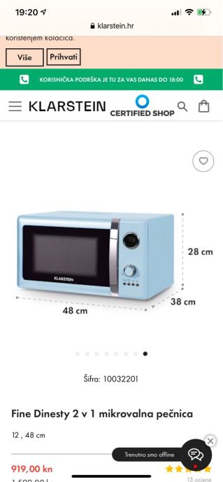 Retro mikrovalna pećnica s opcijom grila, svijetlo plava