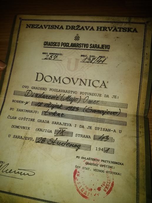 NDH Domovnica 1941.