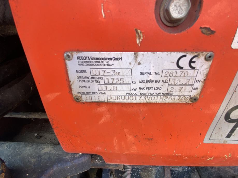 Kubota U17, širenje gusjenica, 3 korpe, brza spojka