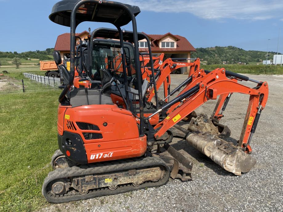 Kubota U17, širenje gusjenica, 3 korpe, brza spojka