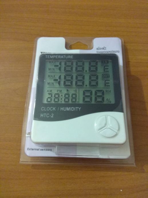 HTC-2 kucni/sobni, digitalni termometar, higrometar, sat, NOVO