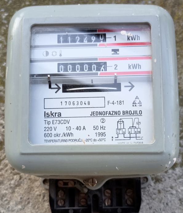 ISKRA Jednofazno Dvotarifno Kontrolno Brojilo Potrošnje Struje E73CDV